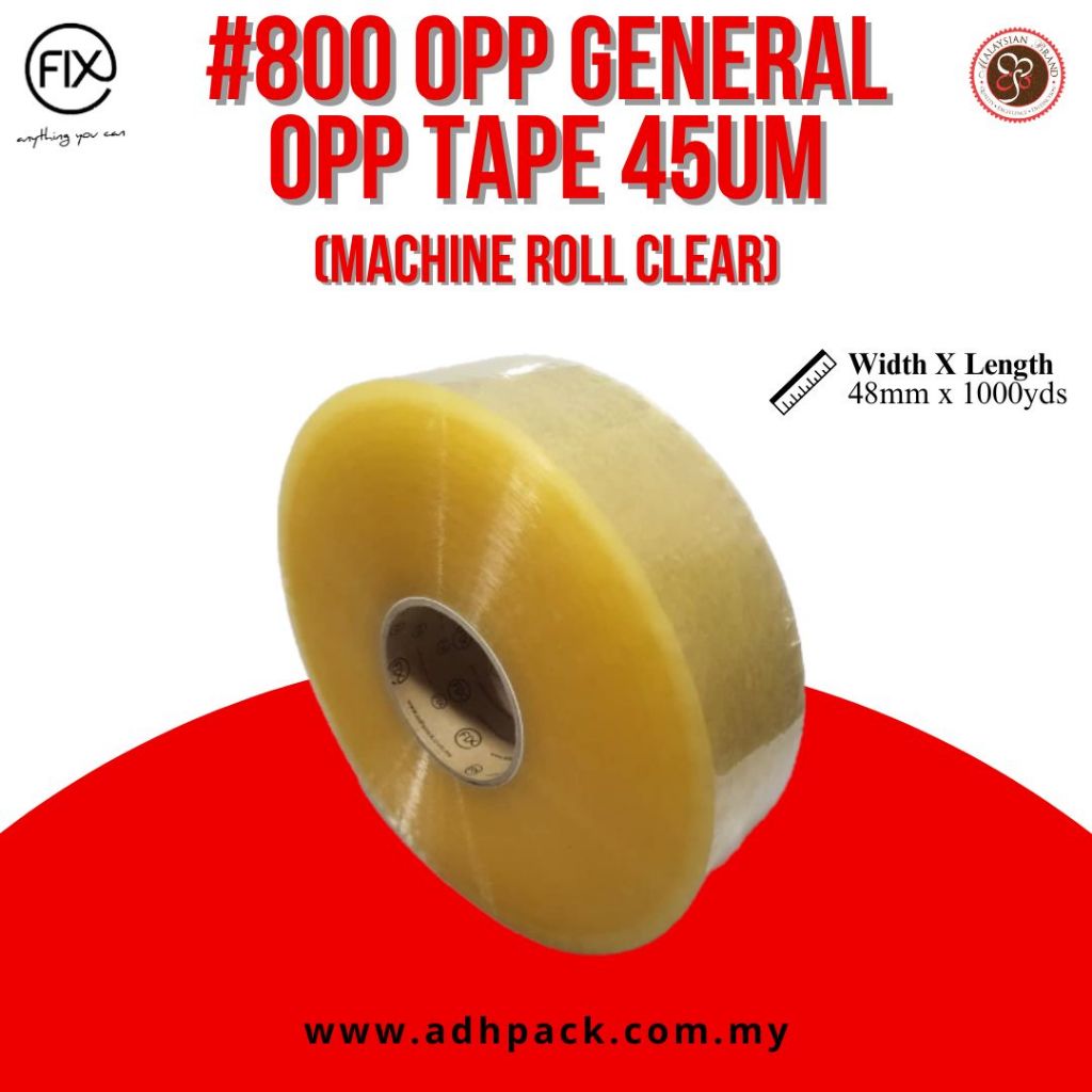 FIX #800 General OPP Tape Machine Roll (45um) 48MM X 1000YDS ...