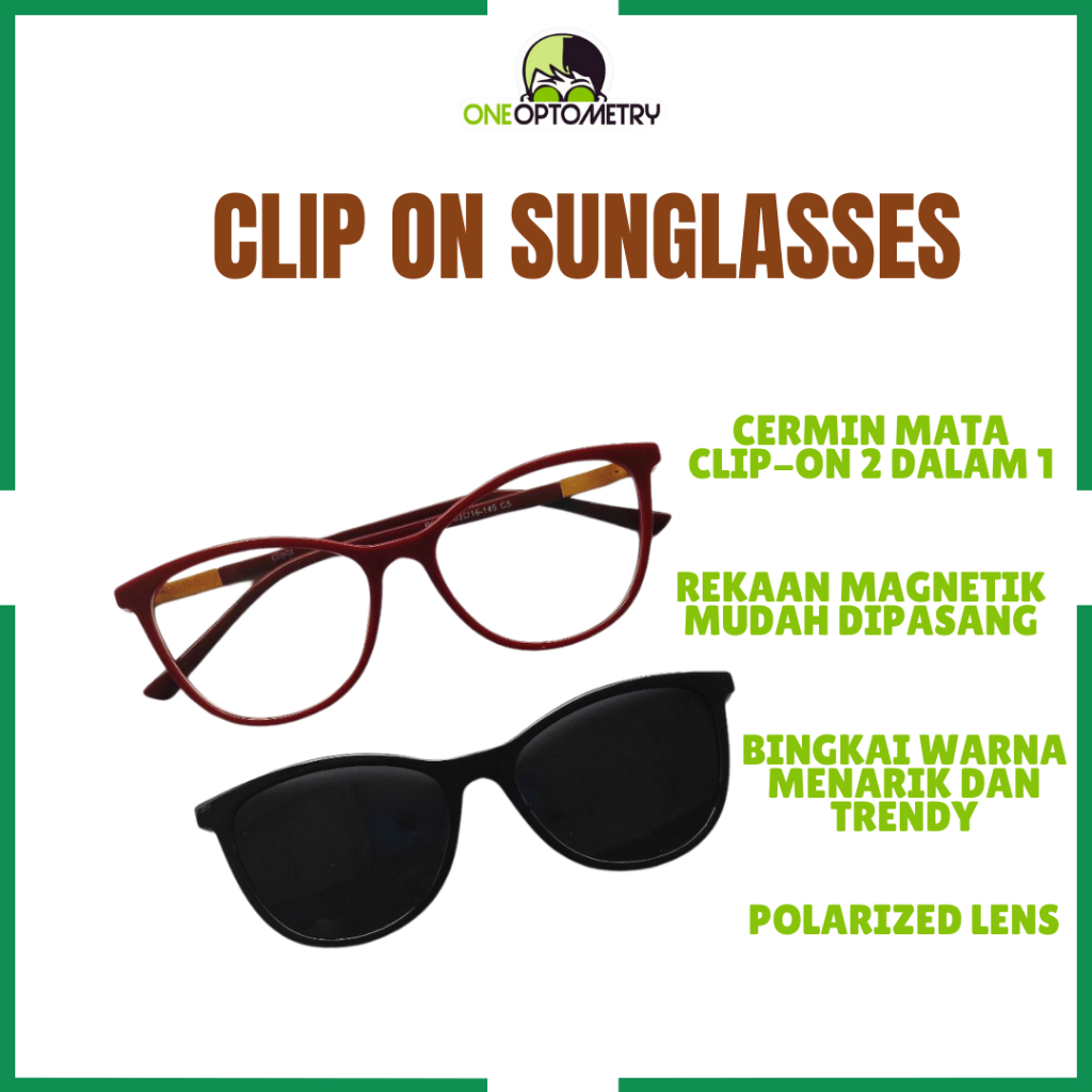 Clipzz world Clip On Magnetic Frame Spek Hitam Cermin Mata Hitam 2 In 1 ...