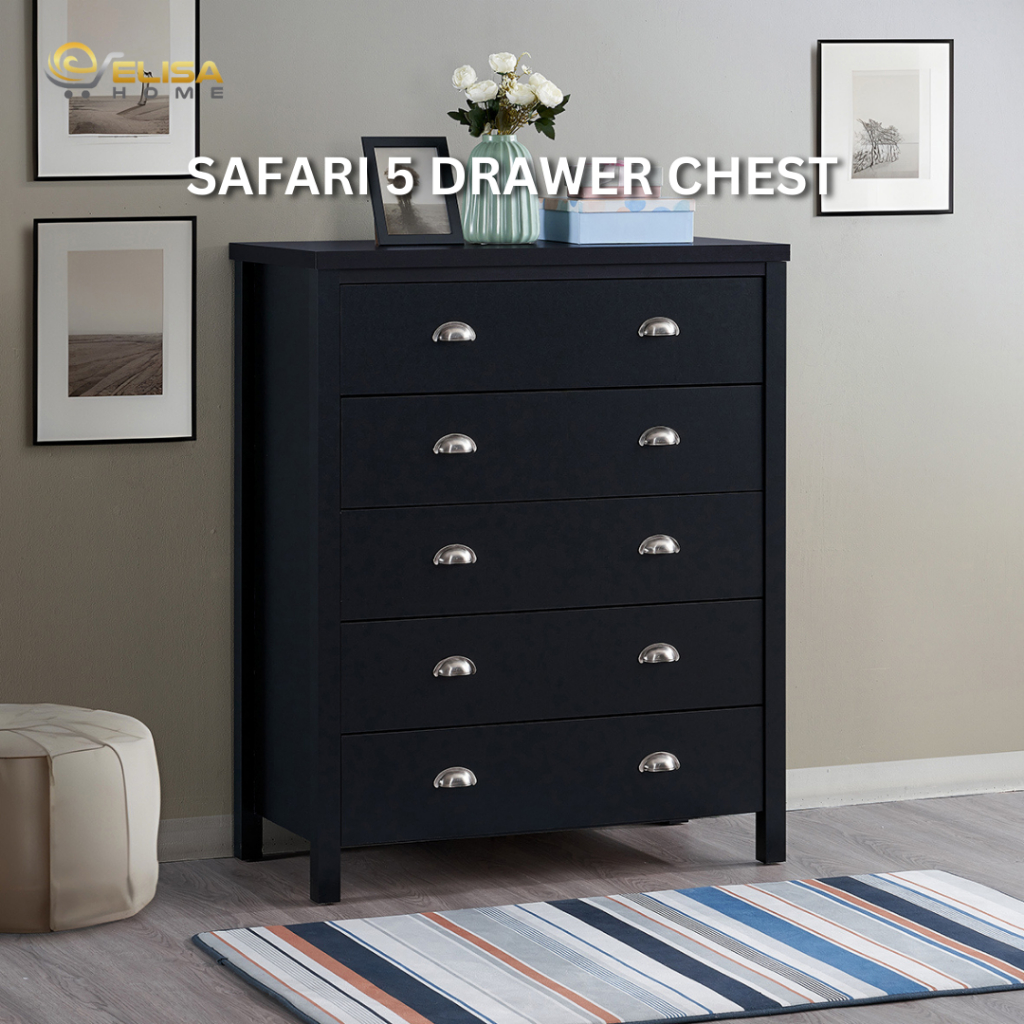 ELISAHOME Safari 5 Chest Drawer Cabinet Clothes Storage / Almari Laci ...