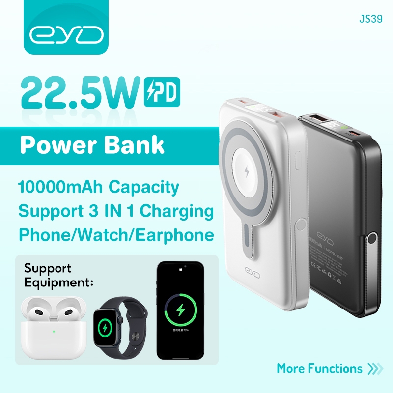 EYD JS39 Magnetic 10000mAh Wireless Powerbank N52 Strong Magnetic Force ...