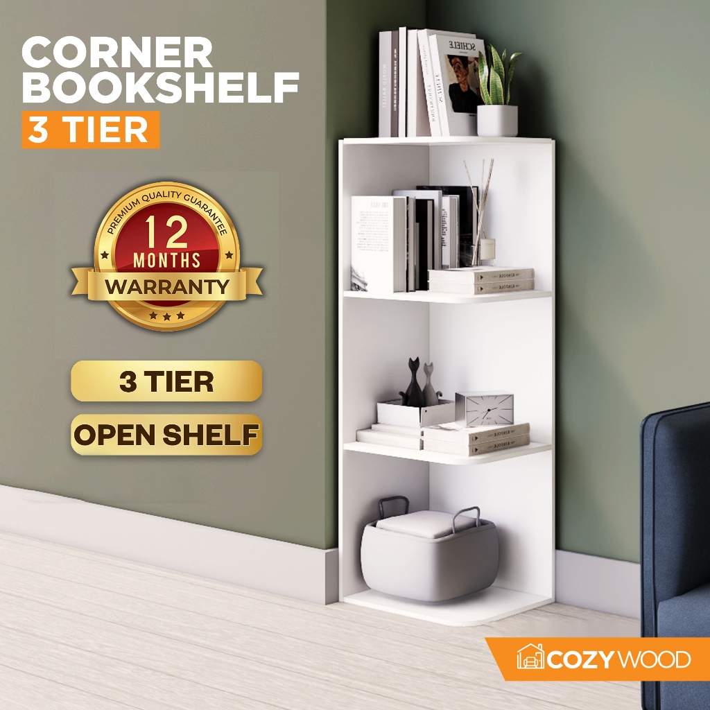 [COZY] Corner Rack 3 Tingkat Corner Shelf 3 Tier Bookshelf Decorative ...
