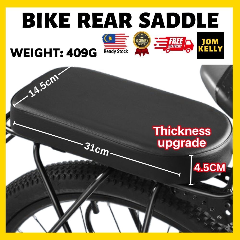 JOM KELLY Bicycle Rear Seat Cushion Seat Saddle Bike Backseat Black ...
