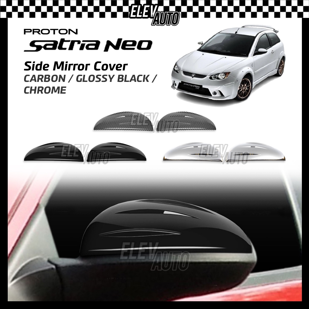 Proton Satria Neo Side Mirror Cover Carbon Chrome Black Garnish ...