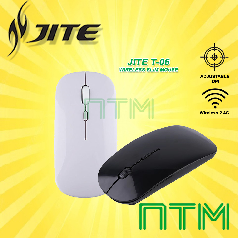 JITE T-06 Wireless Mouse 2.4Ghz Nano USB Receiver Optical Adjustable ...
