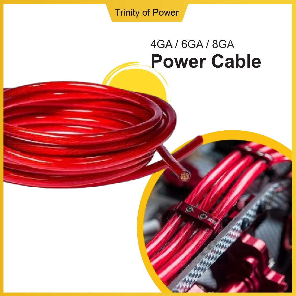 1M 4GA / 6GA / 8GA OFC Copper Power Cable Car Audio Amplifier Speaker ...