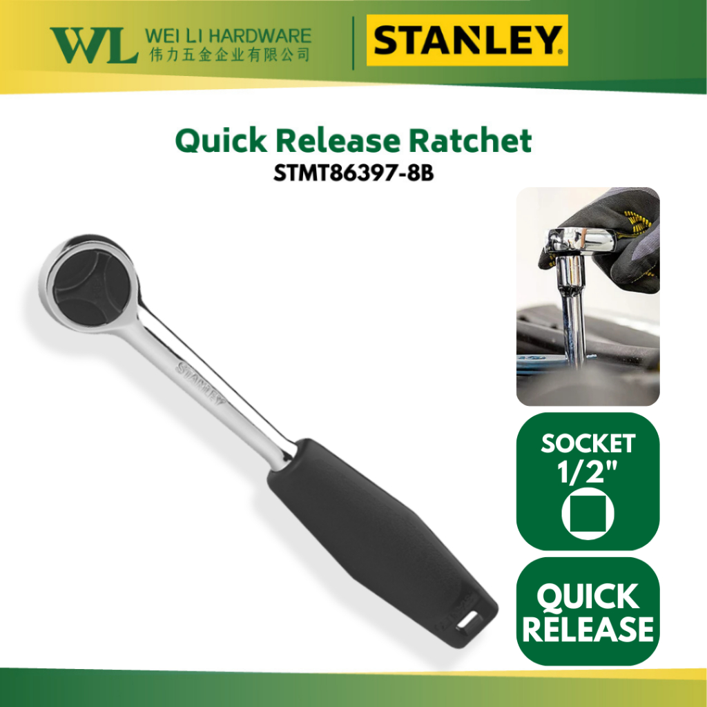STANLEY 1/2" Quick Release Ratchet Round Head STMT86397-8B / Box Socket ...