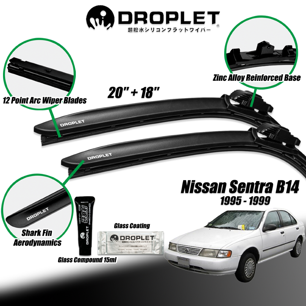 Droplet Nissan Sentra B14 Year 1995 to 1999 Silicone Car Wiper Blades ...