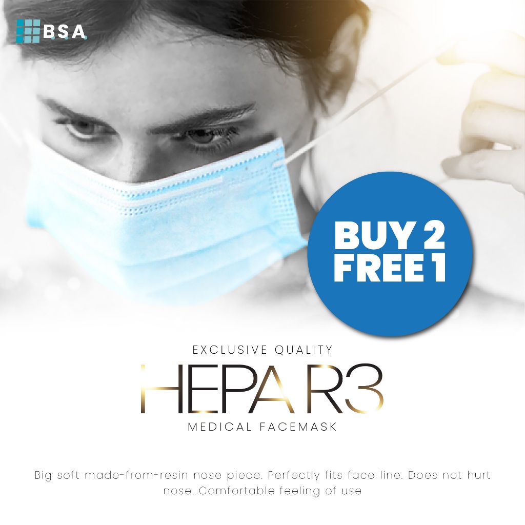 [BUY 2 FREE 1] Face Mask BSA HEPA R3 Japan Quality Medical Face Mask ...