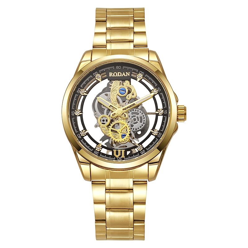 RODAN R-8018 JAM TANGAN TALI BESI STAINLESS STEEL DESIGN SKELETON ...