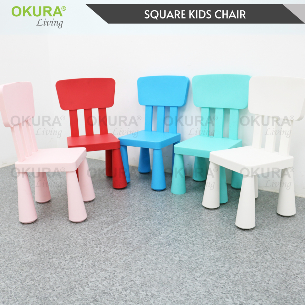 OKURA Junior Children Kid Study Drawing Chair Plastic Square Shape ...