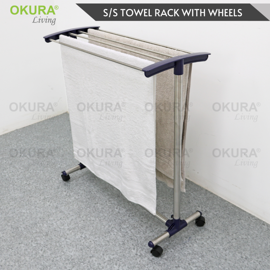 OKURA Stainless Steel Towel Rack / Clothes Drying Rack / Towel Hanger ...