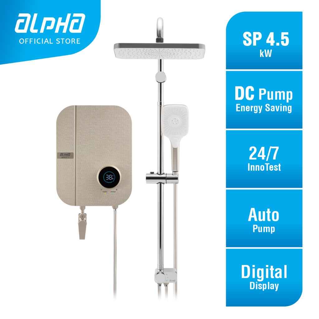 ALPHA WES7/D-i LED Digital Screen Rain Shower Instant Water Heater DC Pump | Shopee Malaysia