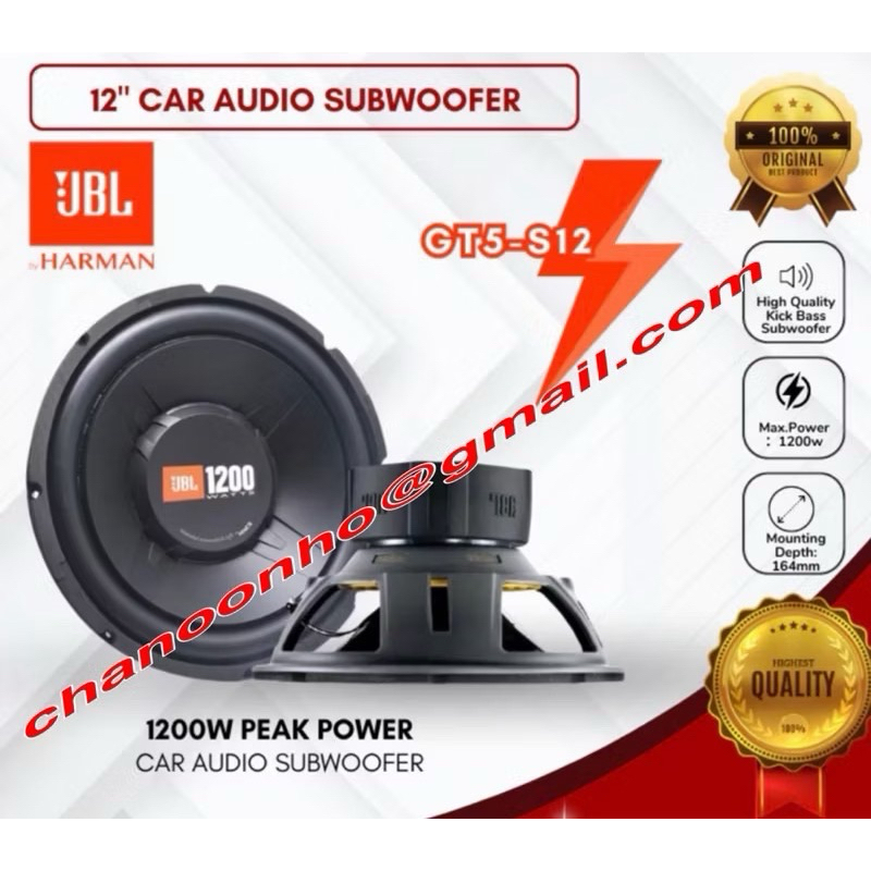 GT5-12 1200 WATT 12” INCH SUBWOOFER DOUBLE MAGNET SINGLE COIL | GT5 ...