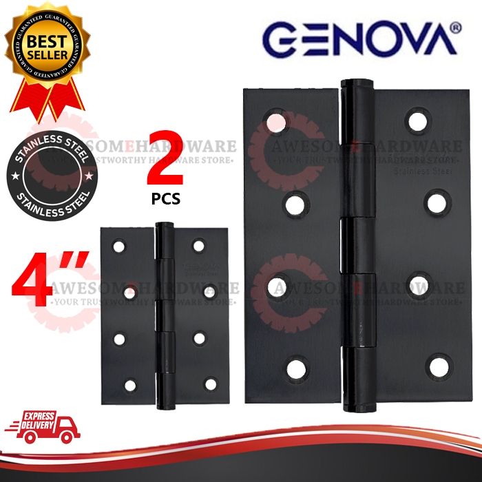 (2PCS) GENOVA 4" STAINLESS STEEL BLACK DOOR HINGE FURNITURE HINGE ...