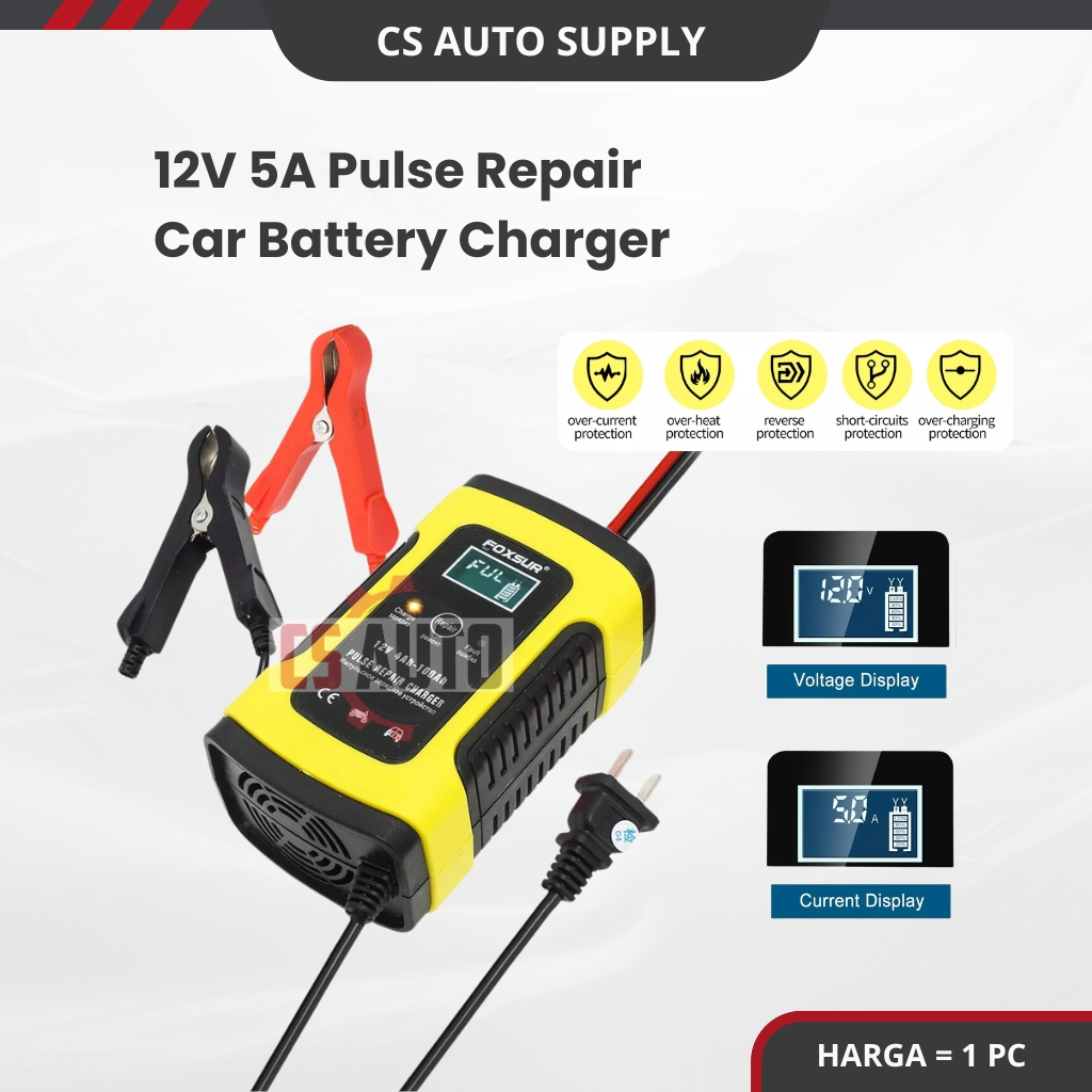 CS Smart Automatic Car Battery Charger Automobile Motorcycle 12V 5A ...