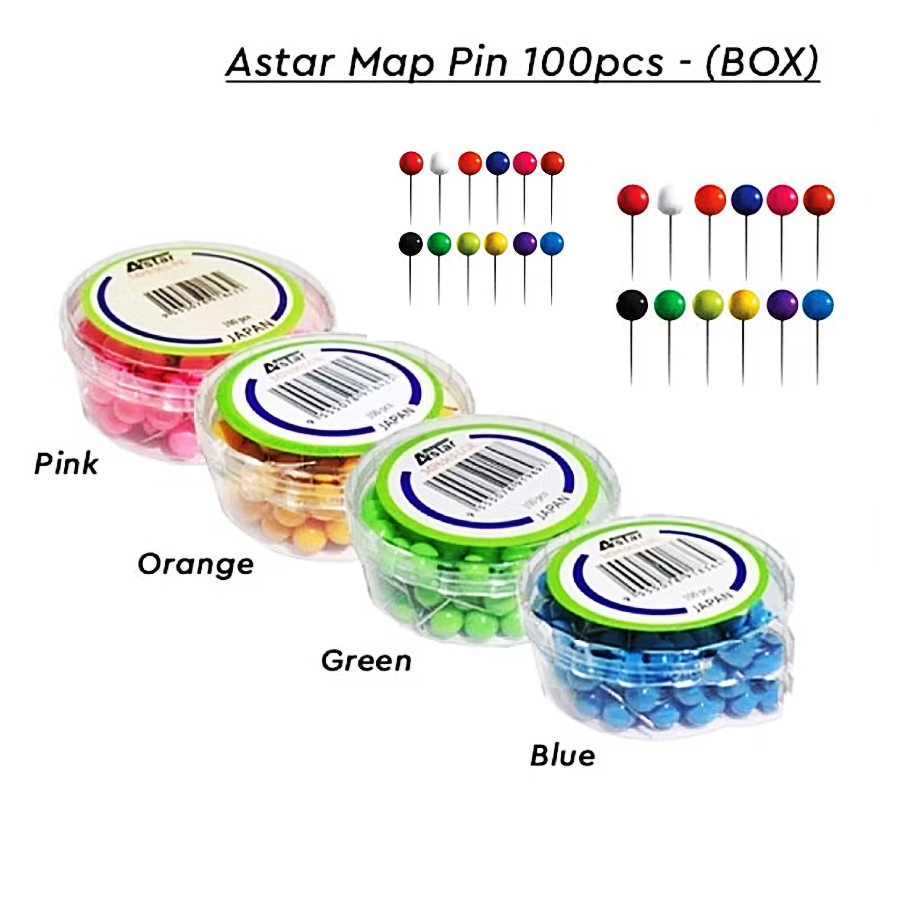 MAP PIN COLOUR 6MM ( 1box 100pcs) / Paku Tekan/Jarum Peta | Shopee Malaysia