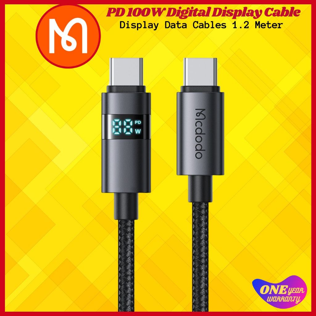【1YrWarranty】Mcdodo Charging Power Display Data Cables USB-C 1.2M PD ...