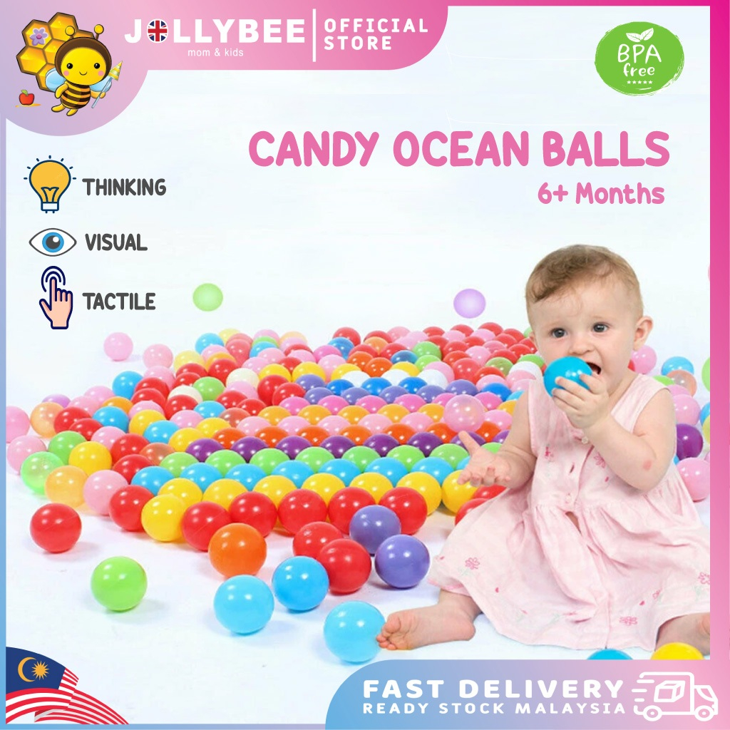 Jollybee (20/50/100) PCS Colorful Baby Candy Soft Ocean Swimming Pool ...