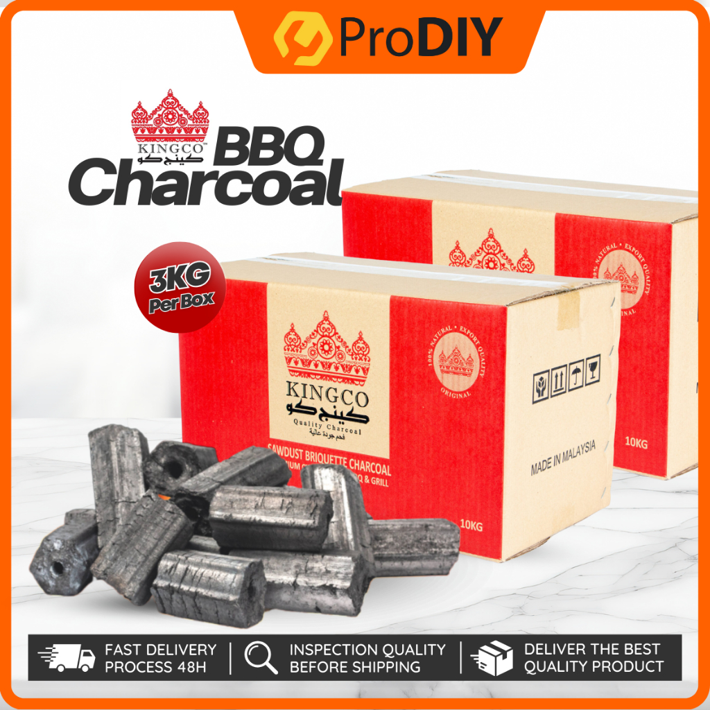 Twinpack KINGCO Coconut 3kg Charcoal BBQ Arang Kayu Long Lasting Barbecue Japan Charcoal Arang ...