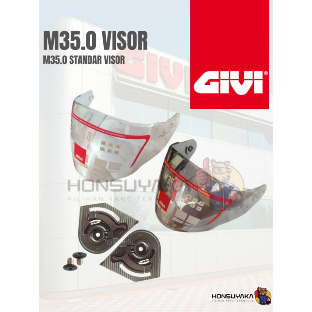GIVI M35.0 SCUDO STANDARD VISOR CLEAR/CHROME AND MECHANISM SCREW SET ...