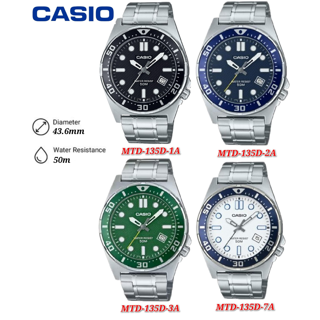 Casio MTD-135D Stainless Steel Band Analog Men Watch | Shopee Malaysia