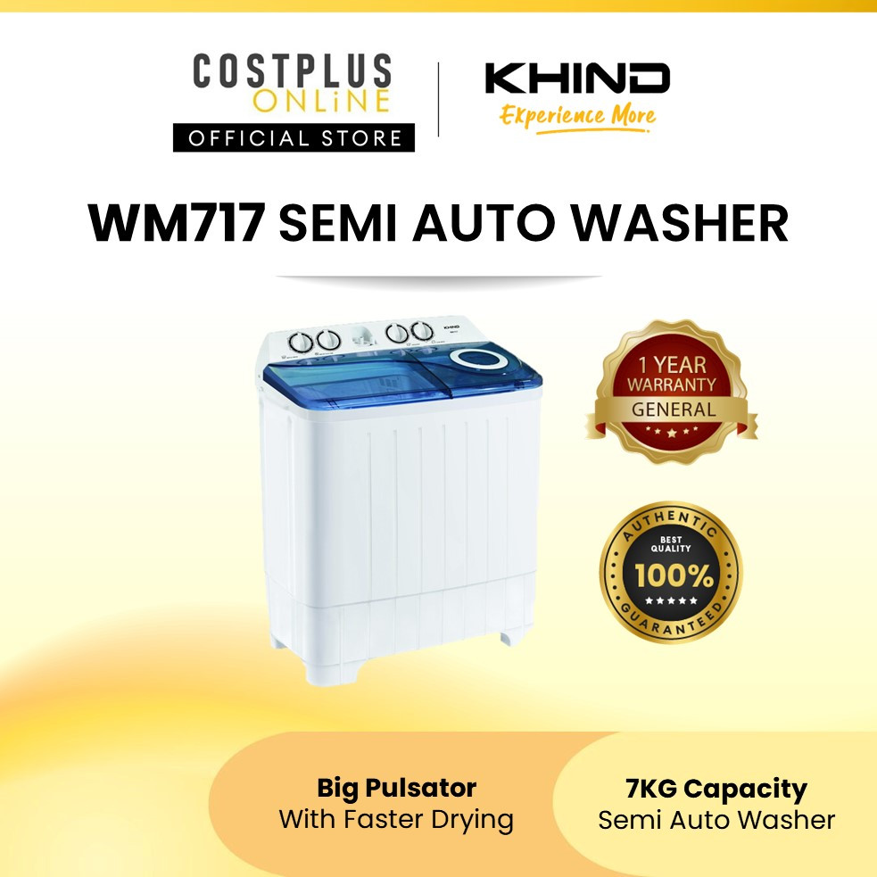 Khind WM717 7KG Semi Auto Washing Machine Washer Mesin Basuh Baju Semi ...