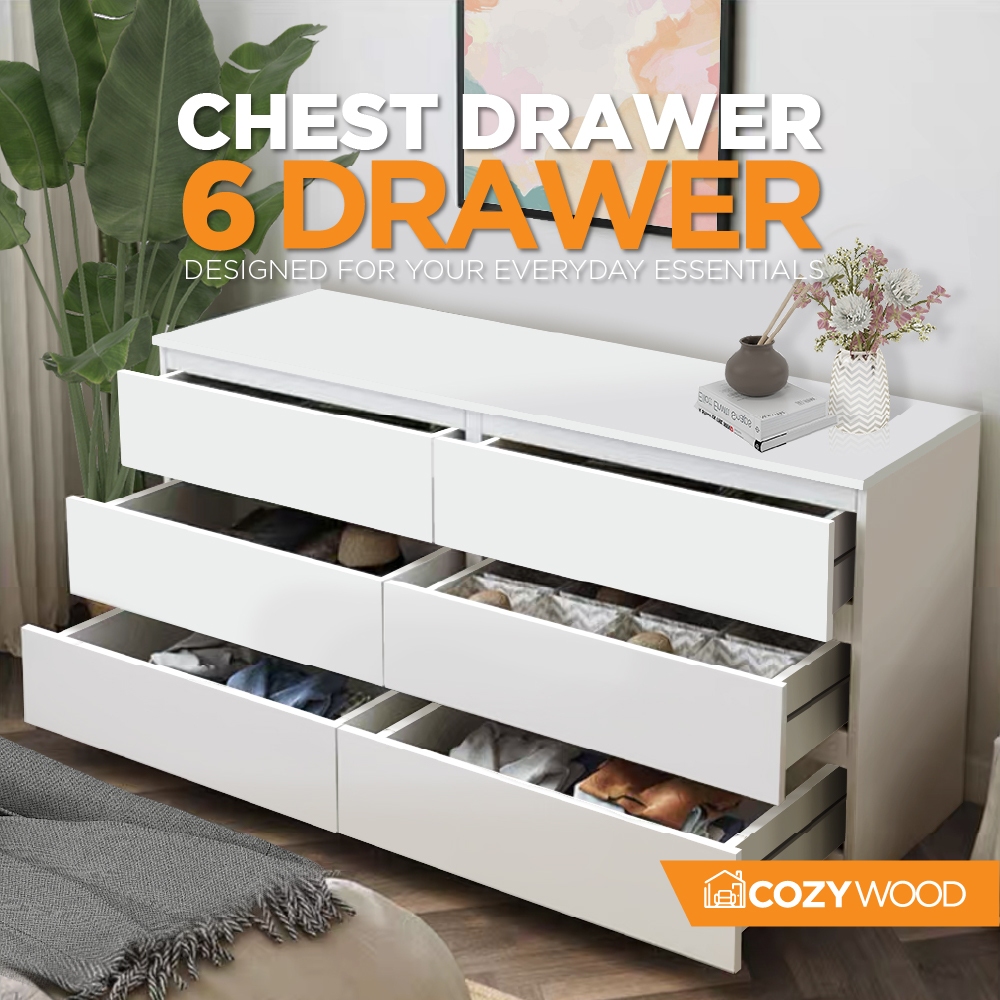 [COZY] 6 Chest Drawer 3 Layer Storage Big Size/Bedroom Furniture/Drawer ...
