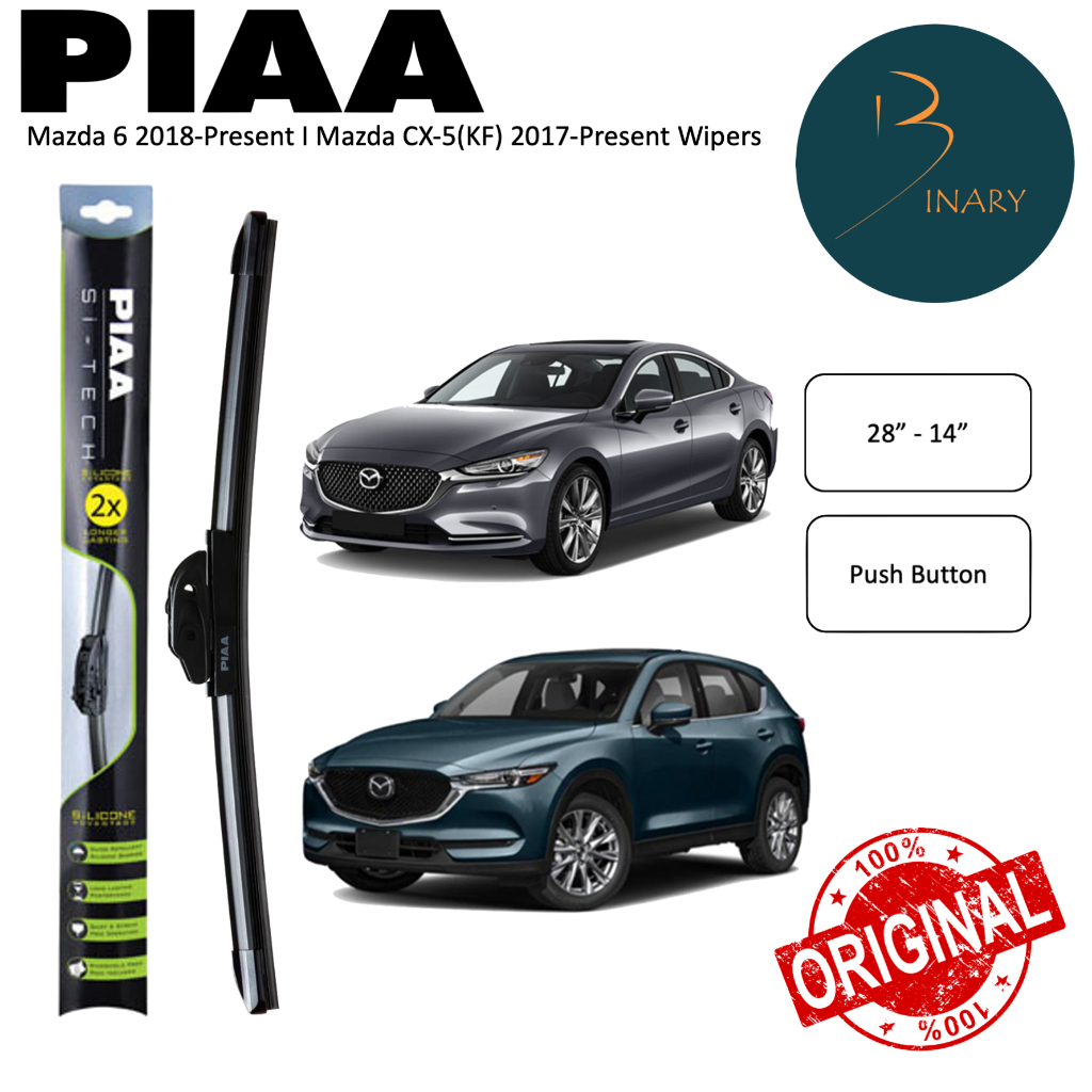 PIAA Mazda 6 2018-Present I Mazda CX-5(KF) 2017-Present Soft Silicone Car Front Wiper (24" I 18 ...
