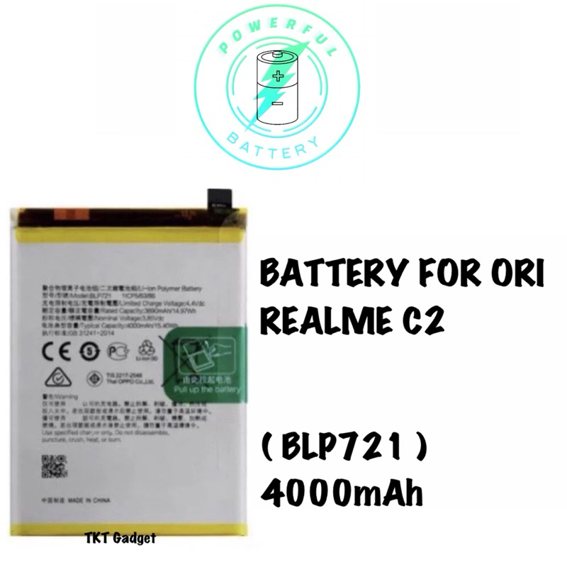 BATTERY FOR ORI REALME C2 (BLP721) 4000mAh | Shopee Malaysia