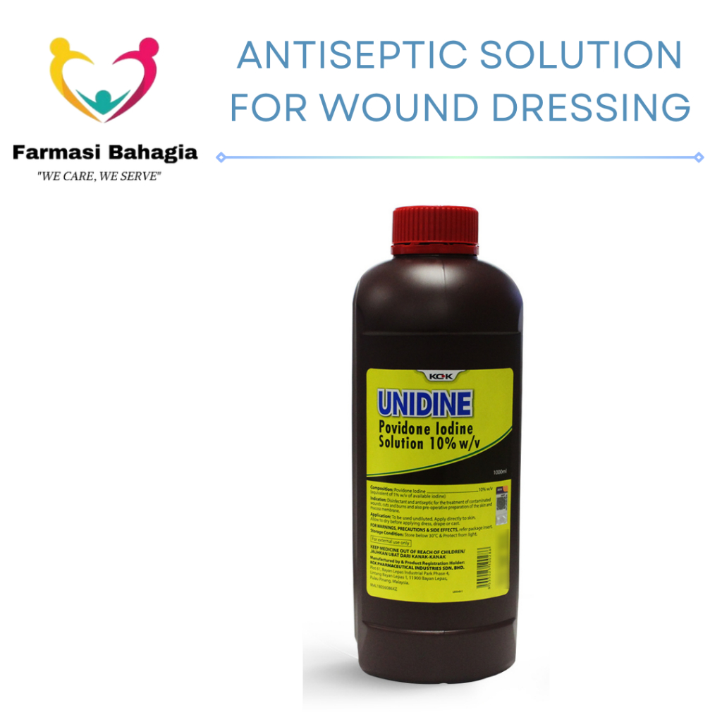 UNIDINE POVIDONE IODINE SOLUTION 10% W/V ( 100ML | 500ML | 1L ) - Antiseptic Solution for Wound ...