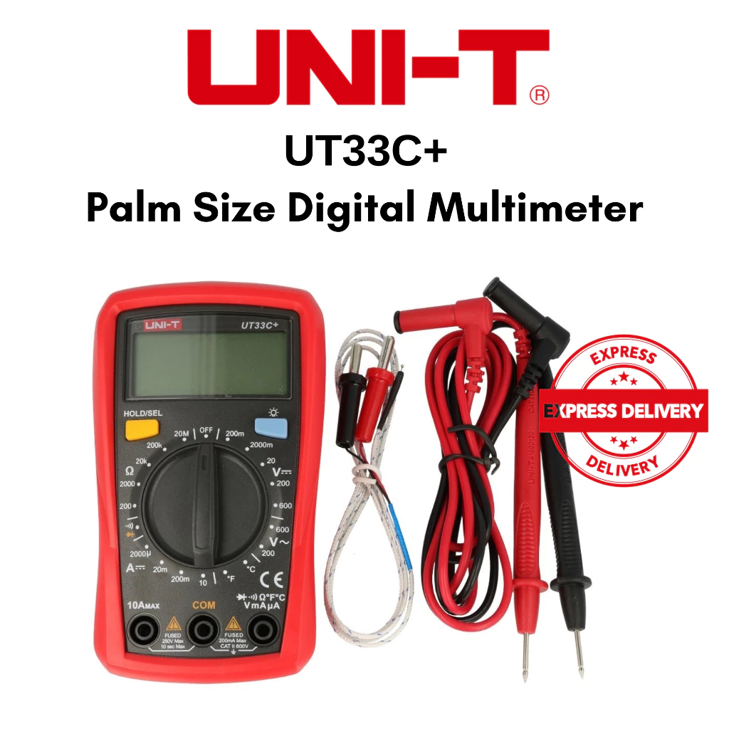 UNI-T UT33C+ Palm Size Digital Multimeter With Temperature -40℃~1000℃ with 12 Months Warranty ...