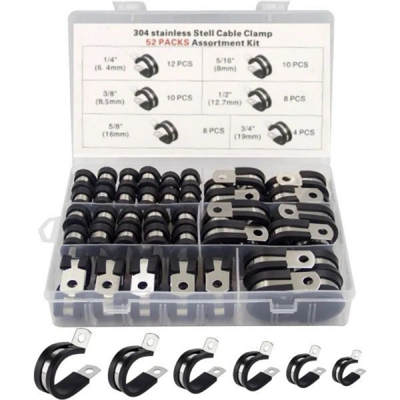 🌟52pcs🌟rubber Stainless Steel Wire Pipe Hose Clamps Clip Insulated ...