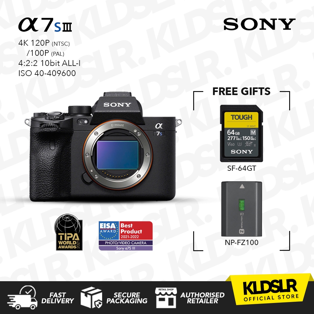 Sony a7SIII / a7S III / a7S3/ a7S Mark III Full-Frame Mirrorless Camera (1 Year + 1 Year Sony ...