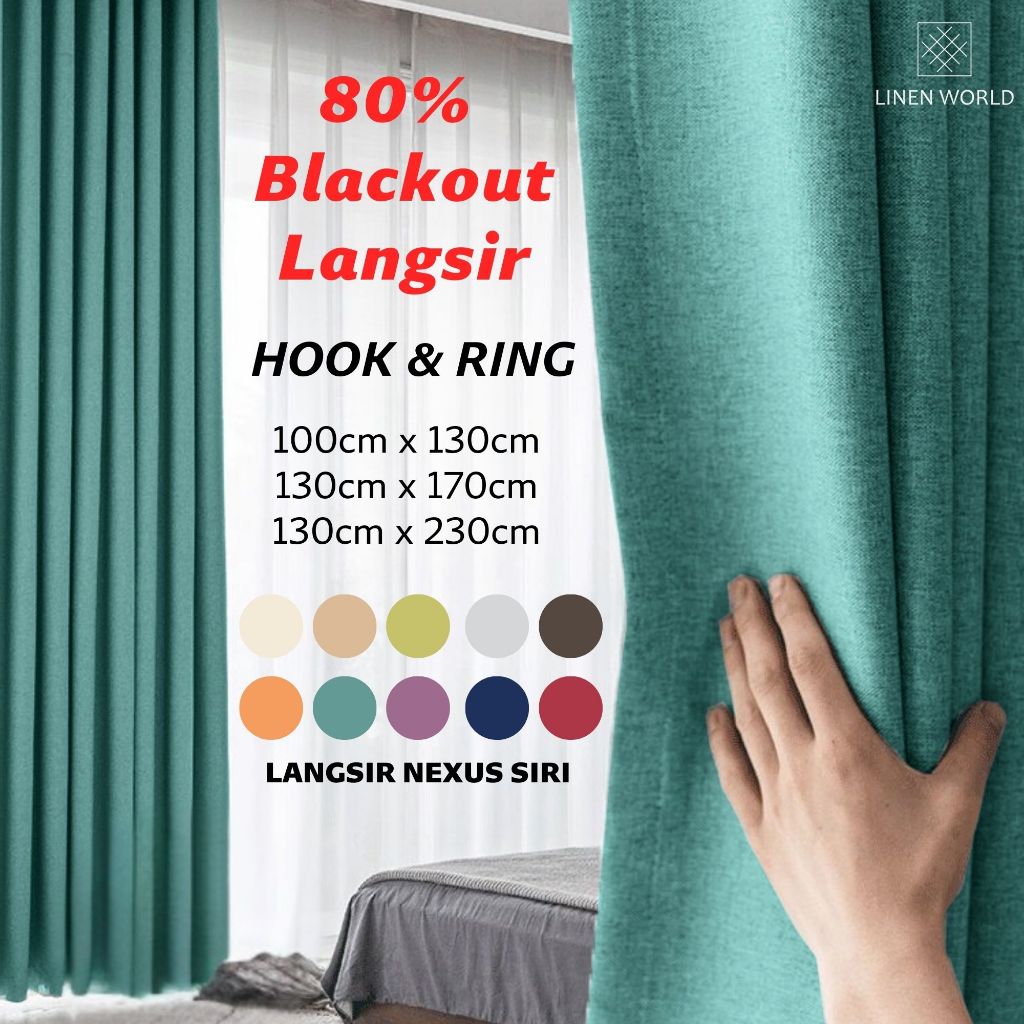 NEXUS Langsir Hotel UV Proetct Curtain 80% Blackout Ready Stock Siap ...