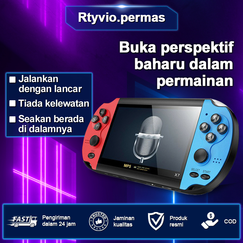 PSP Konsol Permainan Retro X7 X12 Skrin 5 1 Inci 10000 Permainan Siap ...