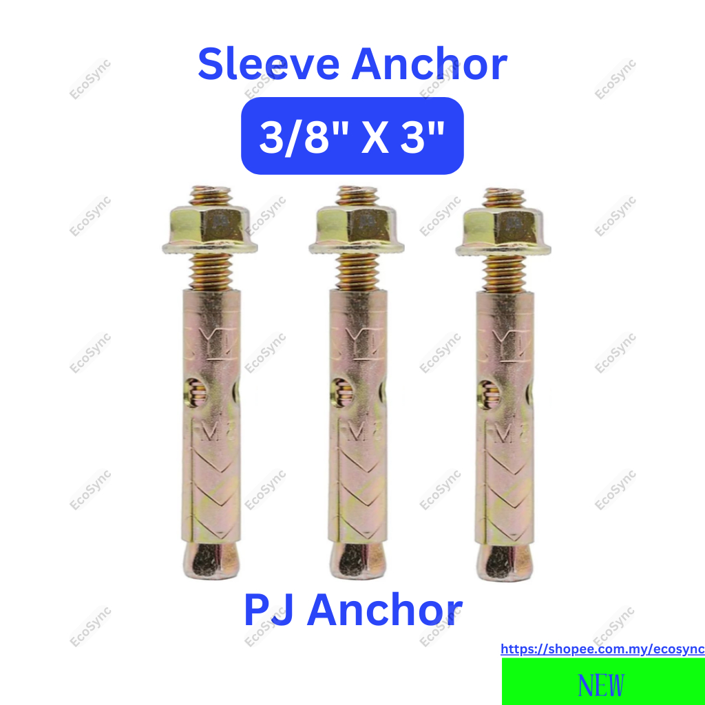 3/8'' X 3'' Sleeve Anchor Screw Wall Plug / PJ Anchor / Wall Plug Besi ...