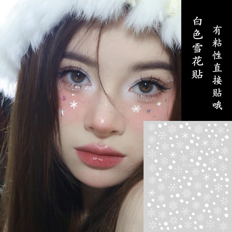 Christmas Snowflake Face Sticker Nail Sticker Xmas Sticker Party ...