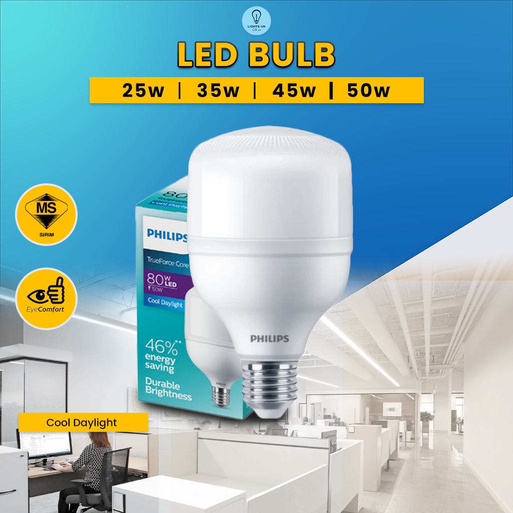 Philips TForce Bulb 25w 30w 40w 50w High Lumen Bulb Mentol Lampu LED Terang Watt Tinggi Led ...