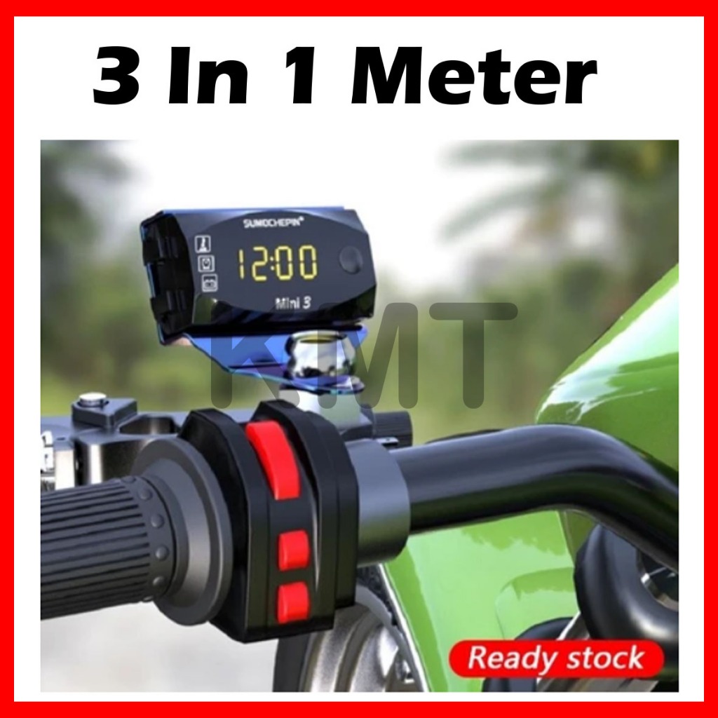 KMT Voltmeter Clock Thermometer 3 in 1 Digital LED Display Meters ...