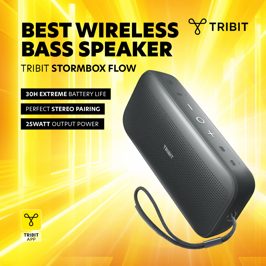 Tribit StormBox Flow Bluetooth Speaker, Portable Wireless Bass Speaker, TWS pairing, Waterproof ...
