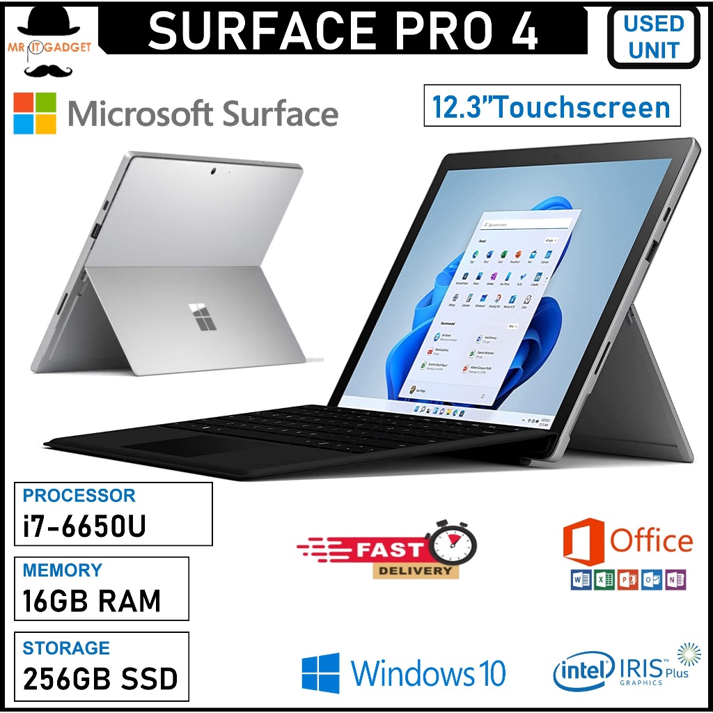 (Refurbished) Microsoft Surface Pro 4 (1 Year Warranty ) 12.3" inch ...