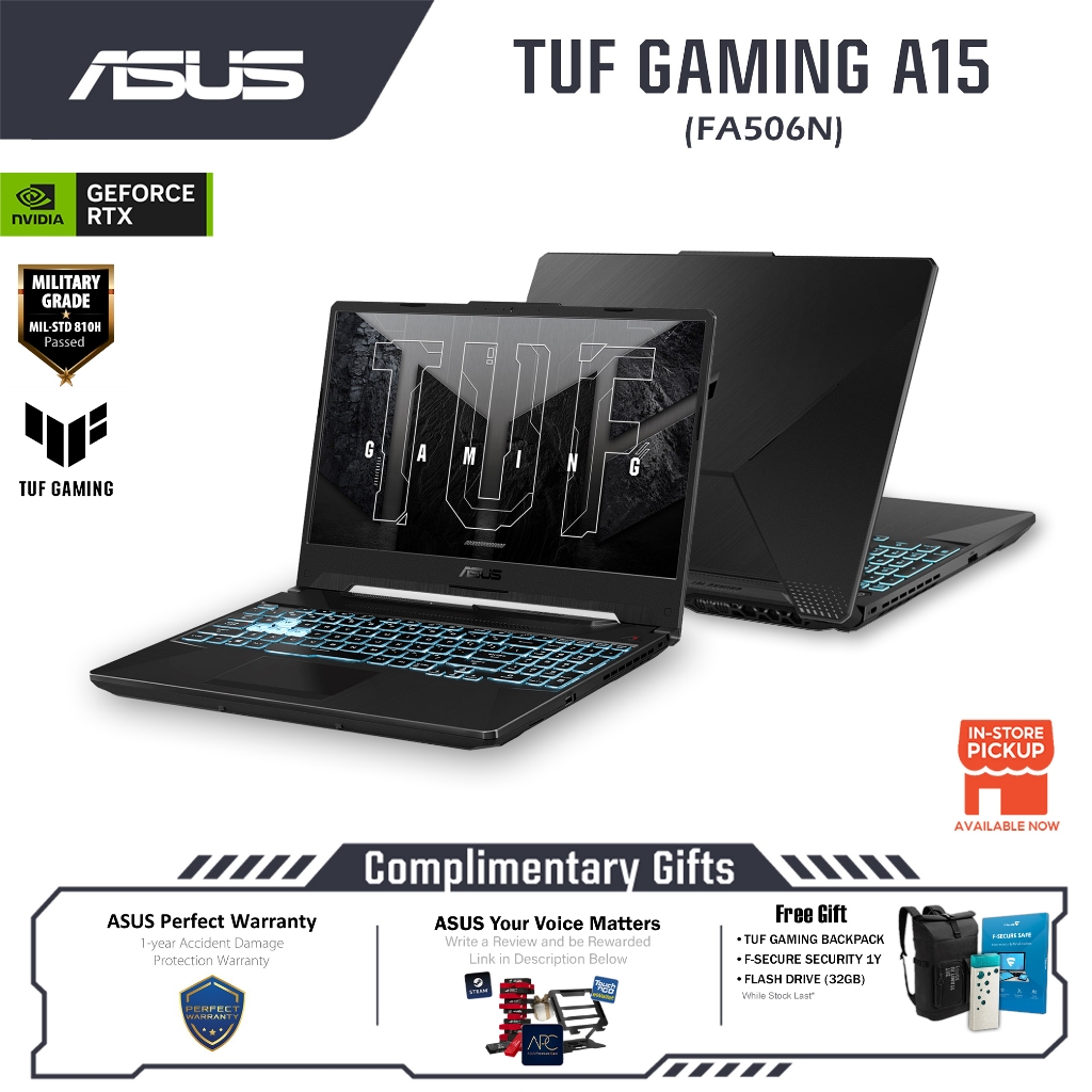 Asus TUF A15 FA506N-CRHN039W 15.6" FHD 144Hz Gaming Laptop (Ryzen™ 7 ...