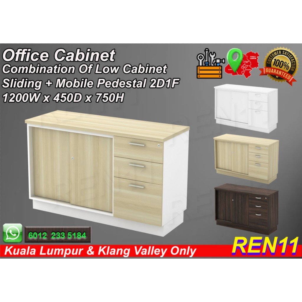 Office Cabinet Combination Of Low Cabinet - Sliding Door + Fixed ...