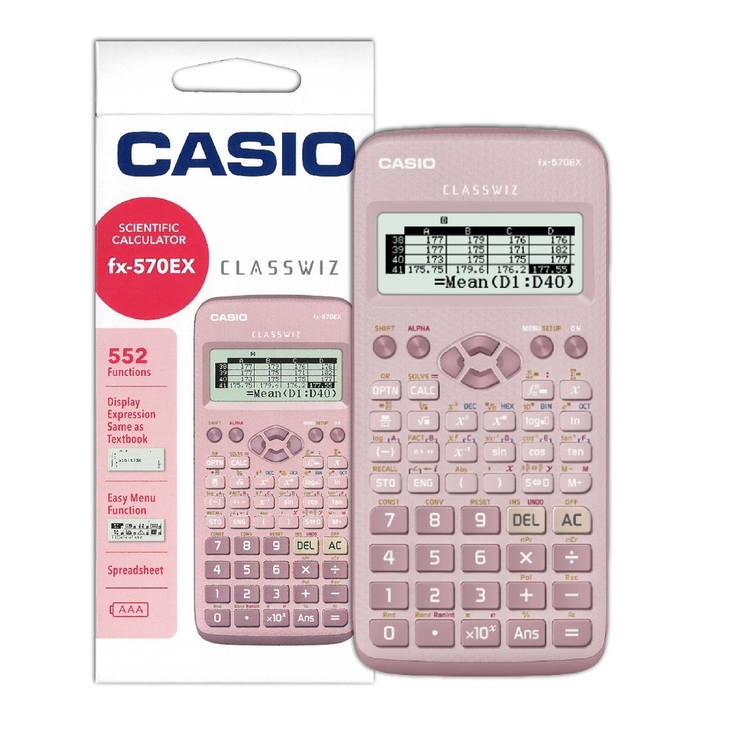 Casio Scientific Calculator FX-570EX-PK Pink ClassWiz Series Scientific ...