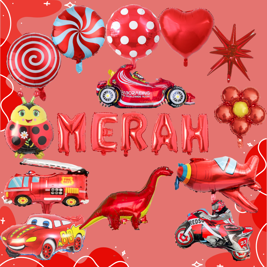 Belon Rumah Sukan Merah Red Theme Set Decoration Party Balloon Sports ...