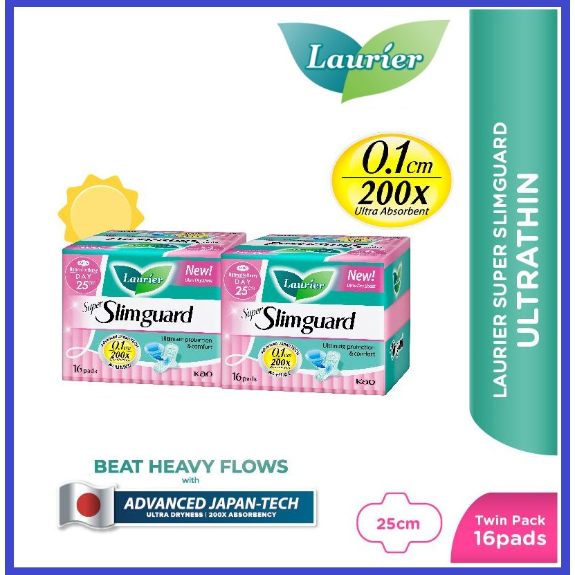 LAURIER Super Slimguard Day Twin Pack/SINGE PACK (25cm x 16s) | Shopee ...