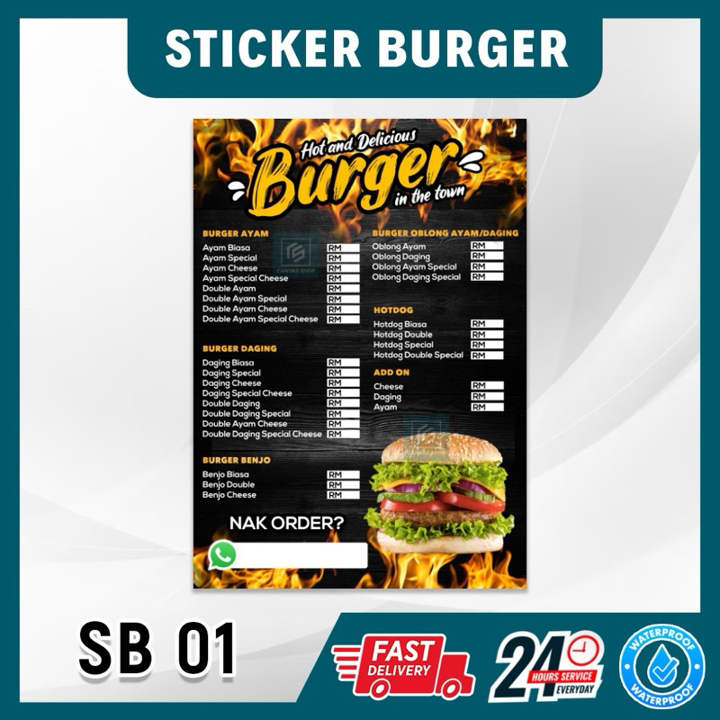 STICKER BURGER A4/A3 WATERPROOF | Shopee Malaysia