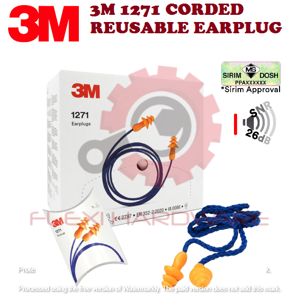 3M 1271 Ear Plug CORDED REUSABLE EARPLUG Class 3 | Shopee Malaysia