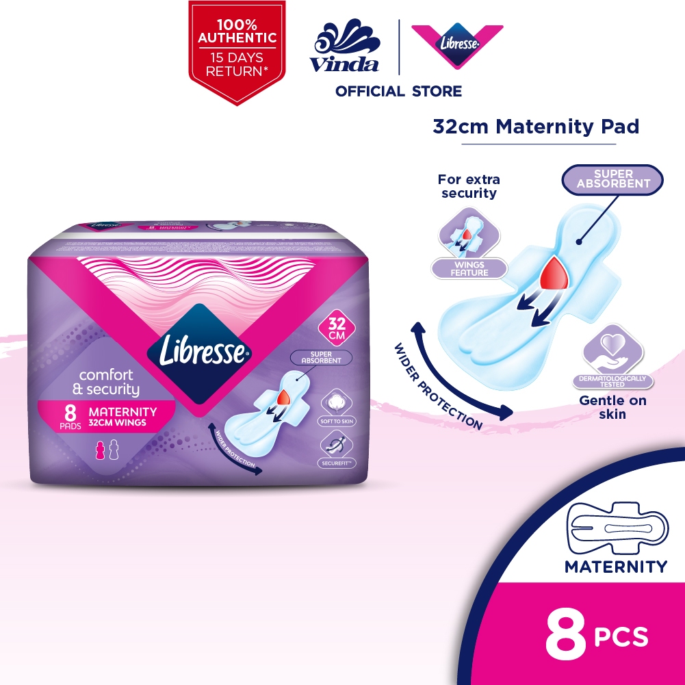 Libresse Maternity Wider Back Night Wings Pads 32cm (8s) - Post Partum ...