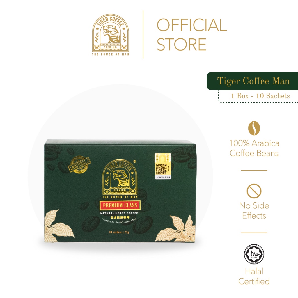 【Readystock】Tiger Coffee「100% Natural Herbs」(HALAL) Tongkat Ali kopi ...